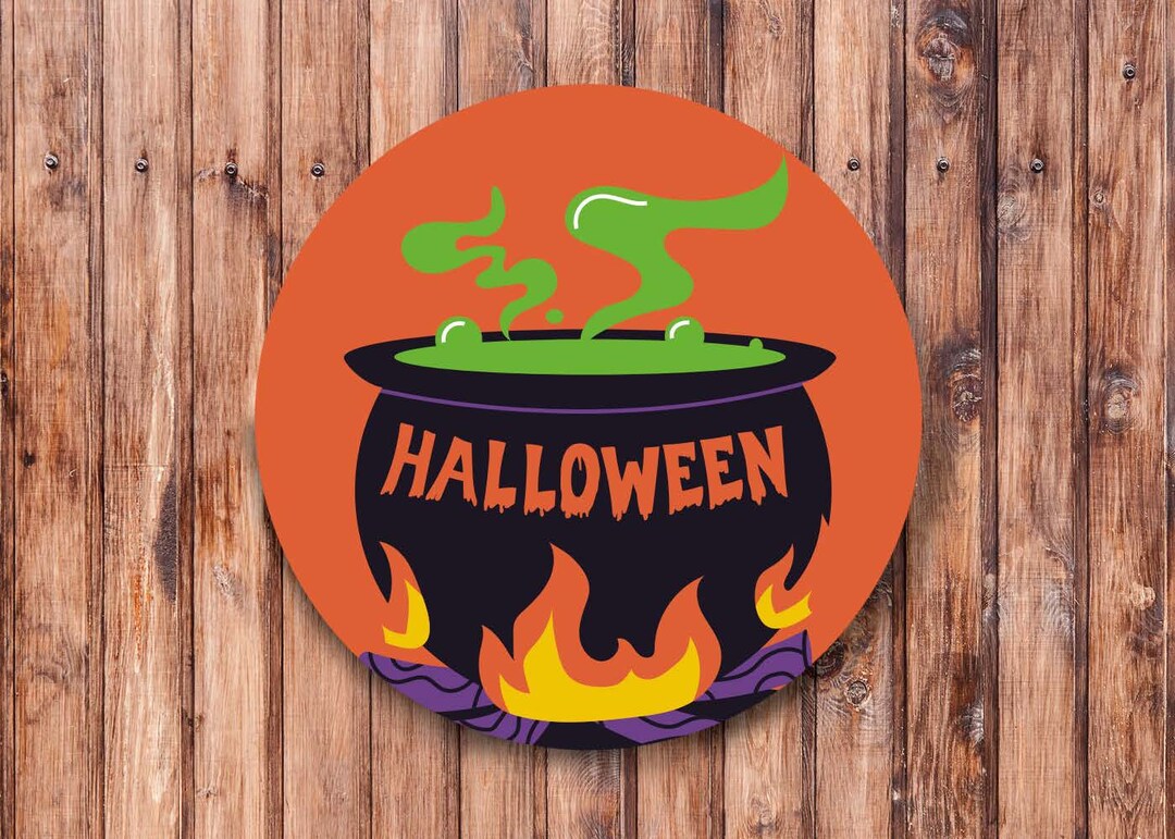 Halloween Cauldron Wreath Sign - Etsy
