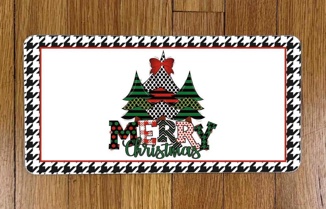 Merry Christmas Houndstooth Wreath Sign - Etsy
