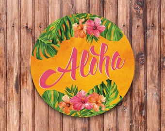 Aloha Wreath, Hawaiian Grapevine Wreath, Hawaiian Decor, Tropical Decor ...