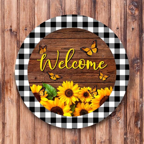Welcome Sign With Sunflower Farmhouse Decor Wreath Sign Wreath - Etsy