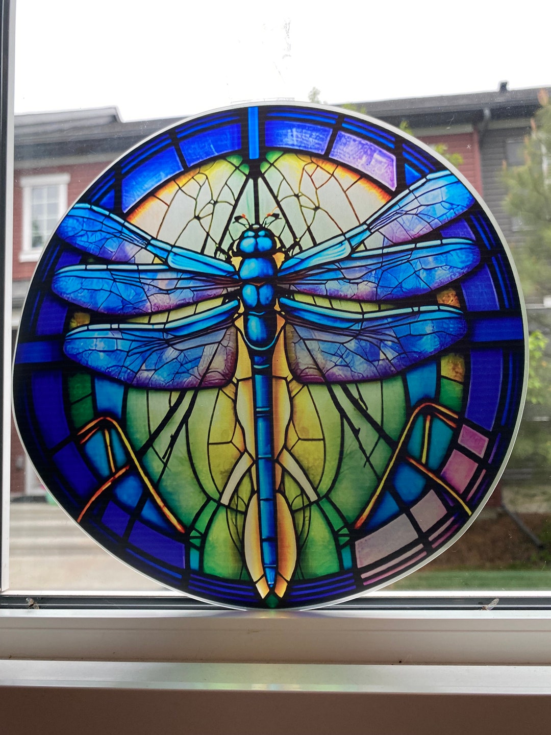 Blue Dragonfly Window / Mirror Cling Decal, Decor. - Etsy