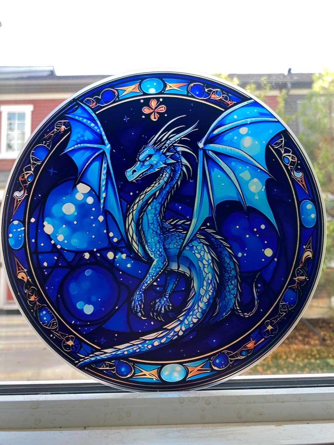 Blue Dragon Window / Mirror Cling Decal, Decor. - Etsy