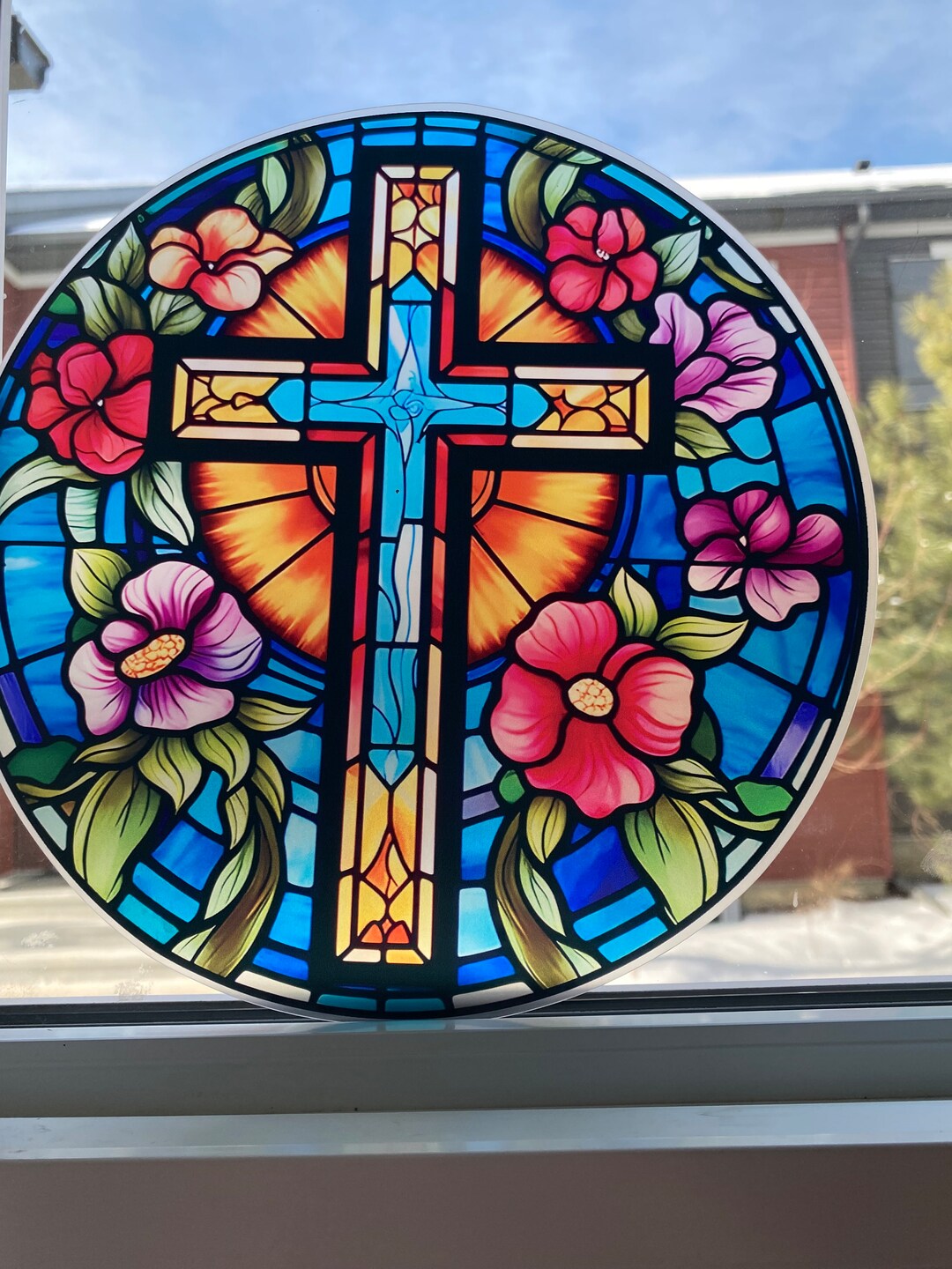Religious Cross Window Decal Cling Decor - Etsy
