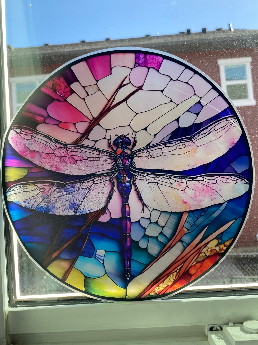 Multicoloured Dragonfly Mosaic Window Cling Decor Decal - Etsy
