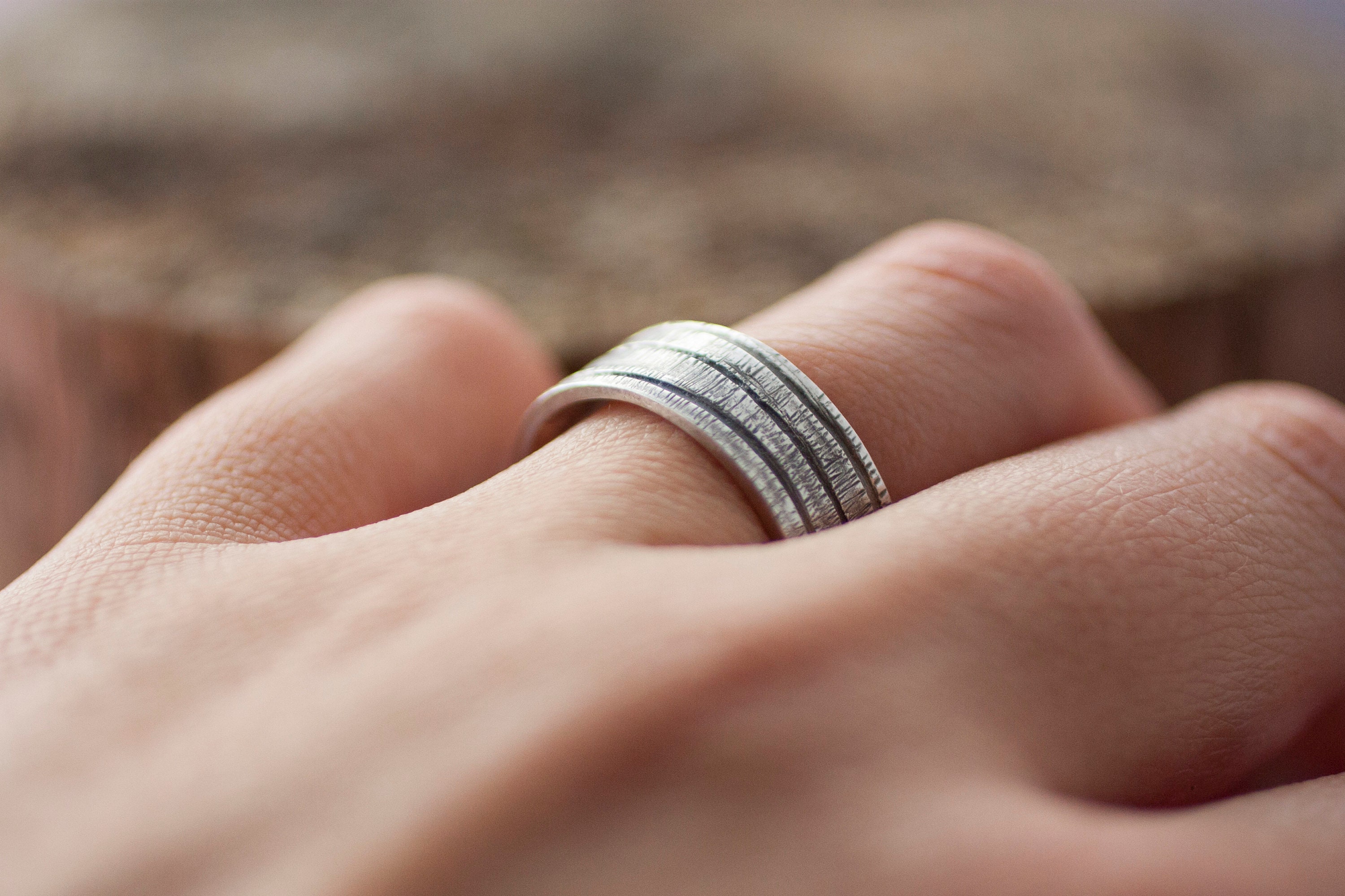 Palm tree trunk silver ring. Organic texture silver ring. Ring | Etsy