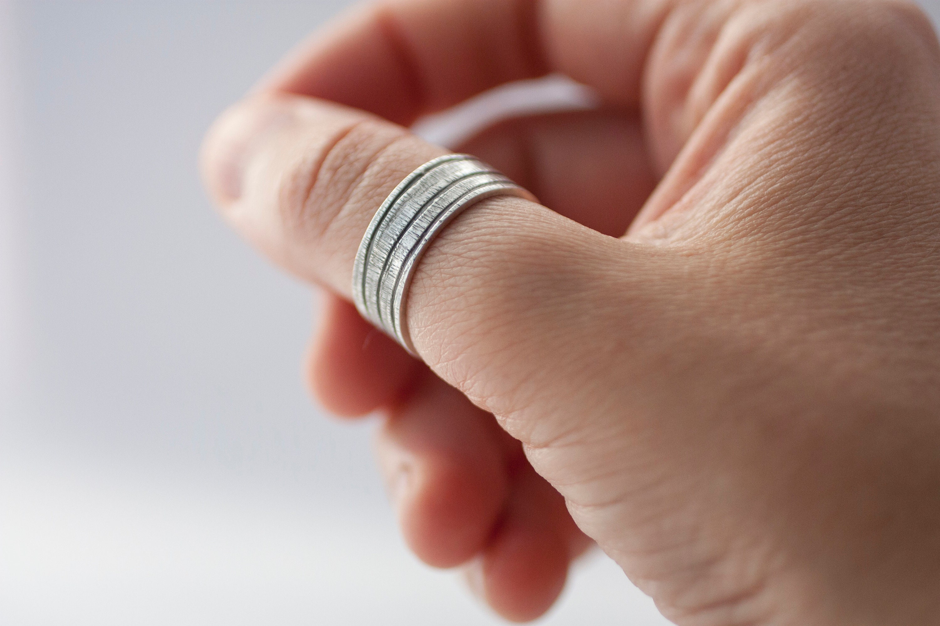 Palm tree trunk silver ring. Organic texture silver ring. Ring | Etsy