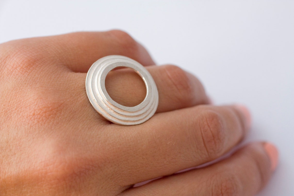 Circles ring. Silver ring. Big minimalist ring. Gorgeous | Etsy