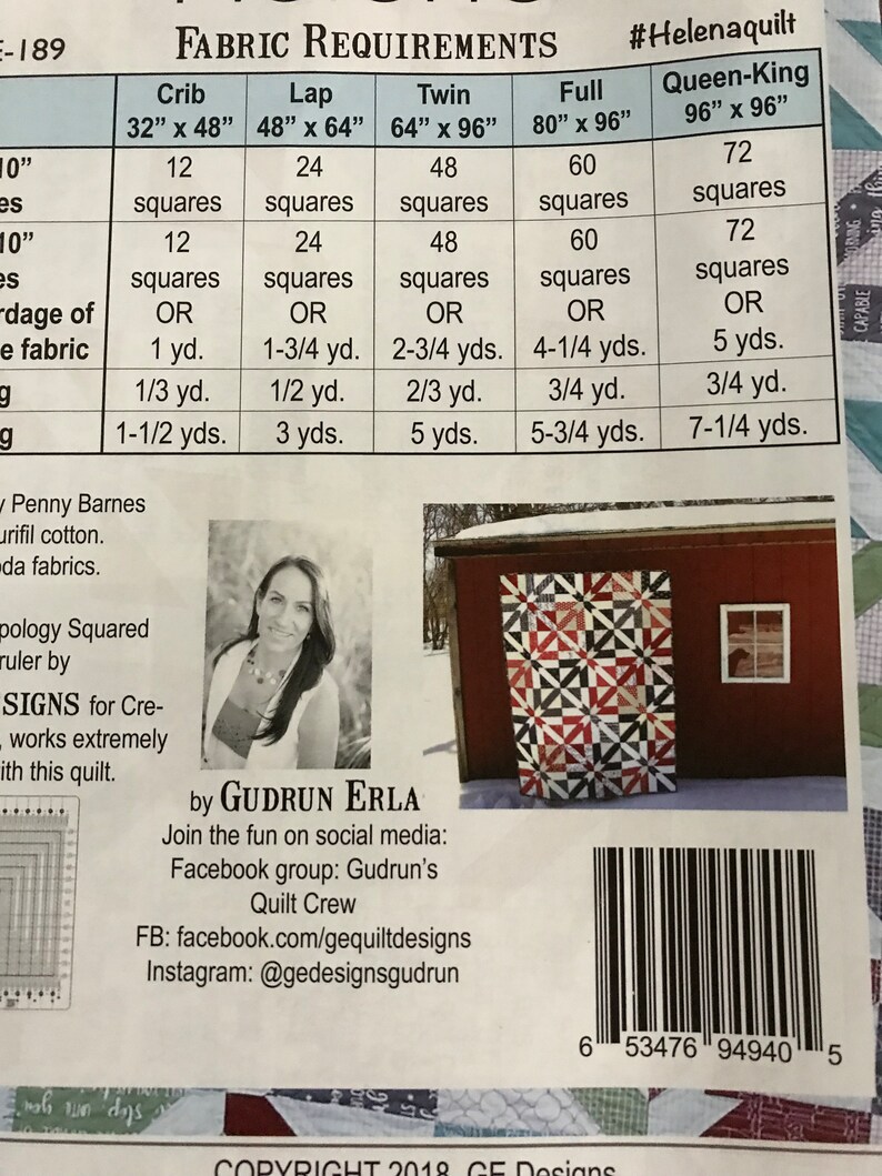Helena Quilt Pattern From GE Designs by Gudrun Erla Free Shipping - Etsy