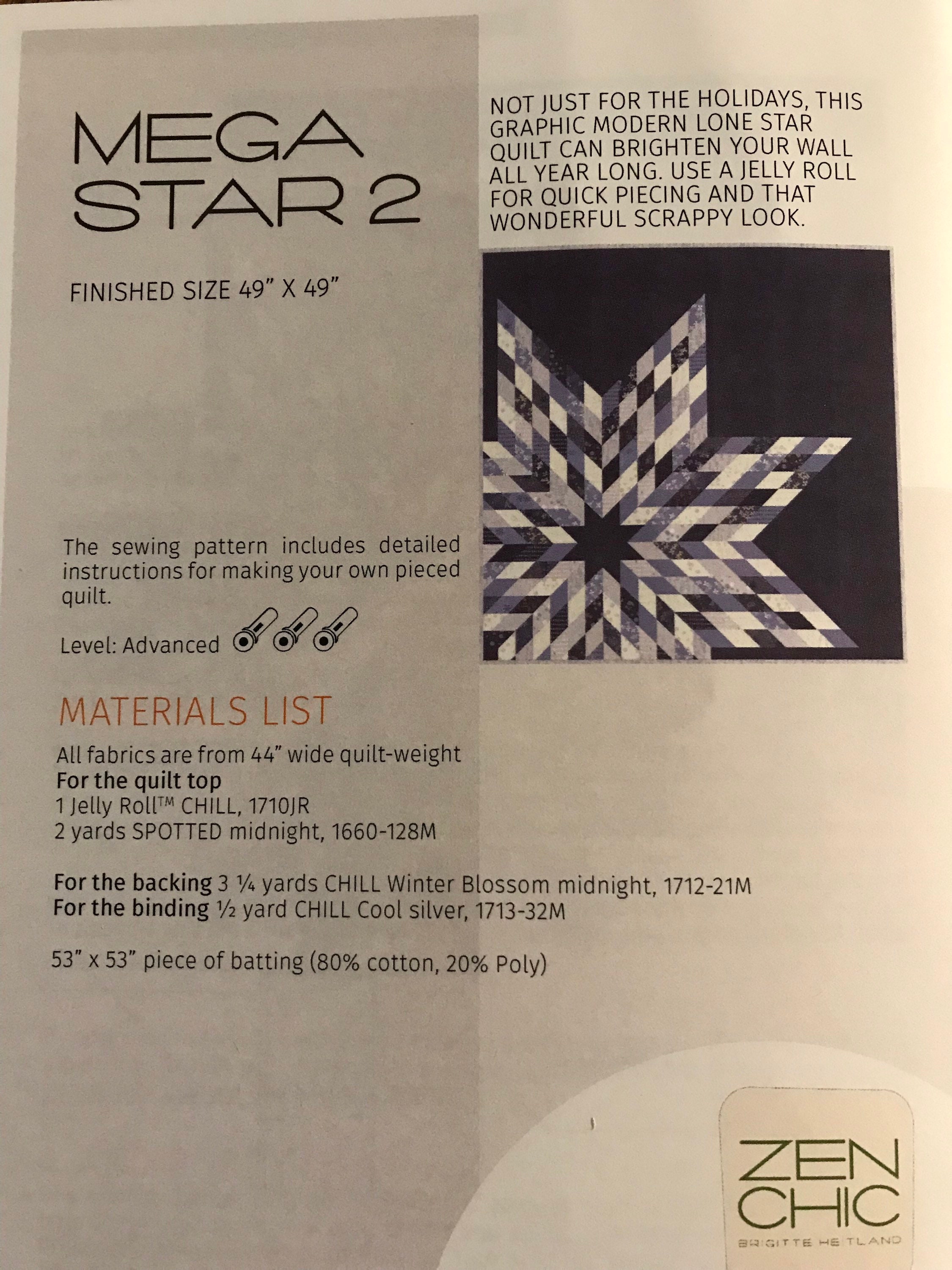 Mega Star 2 Quilt Pattern by Brigitte Heitland of Zen Chic. - Etsy
