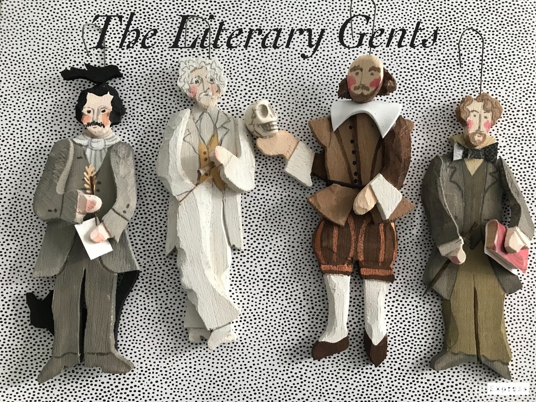 The Literary Gents Ornaments-shakespeare Ornament ,poe Ornament, Twain ...