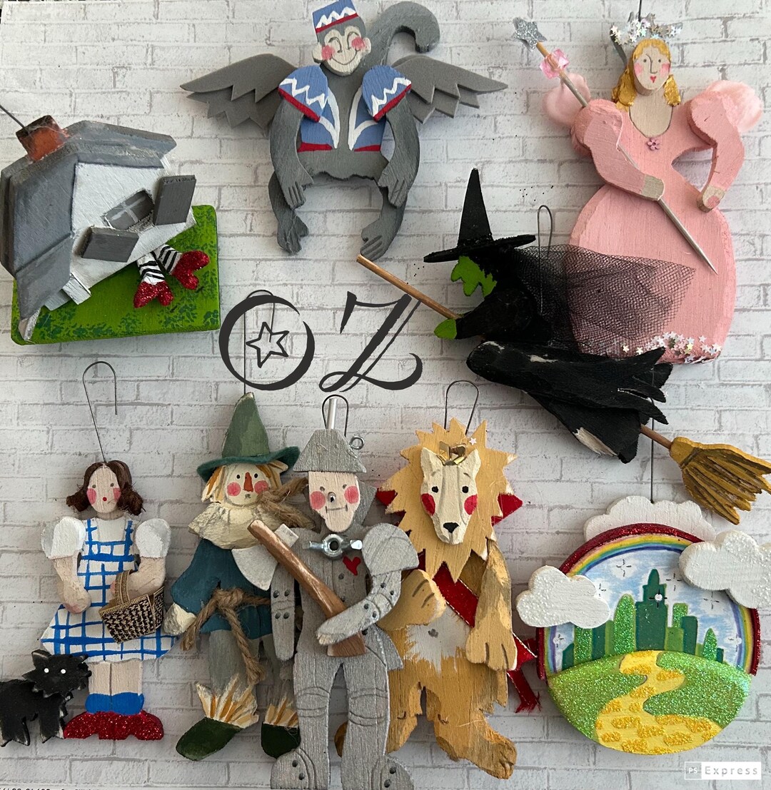 OZ Ornaments-dorothy+toto,scarecrow,tin Man,lion,wicked Witch,glinda ...