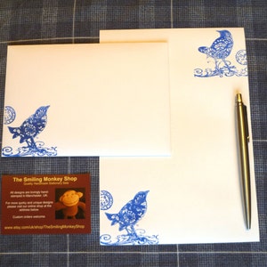 Birds Stationery Set - Italianate Bluebirds Writing Paper With Matching ...