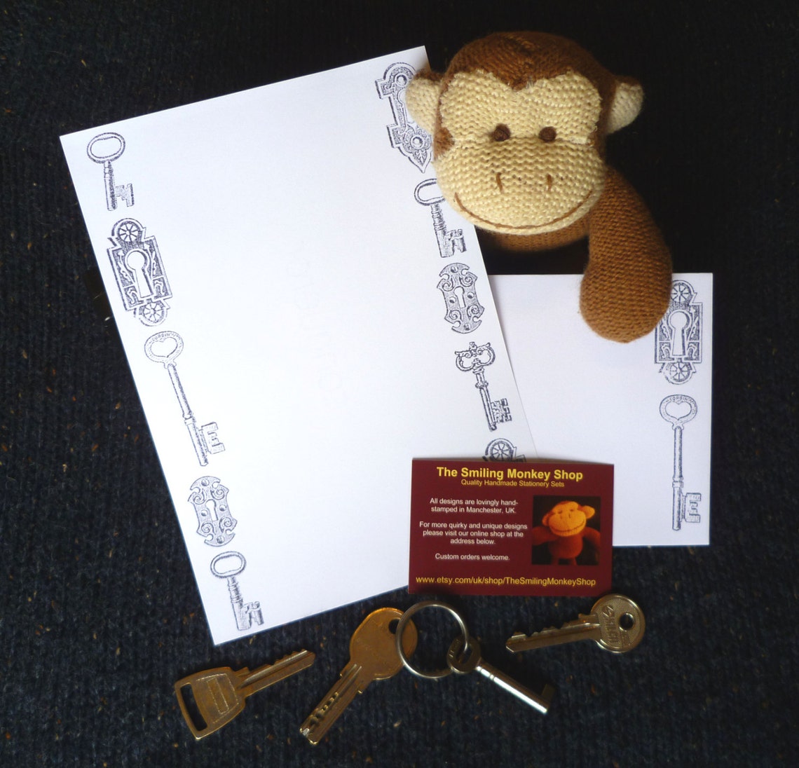 Hand Stamped Keys & Locks Stationery Set: Vintage Writing Paper - Etsy