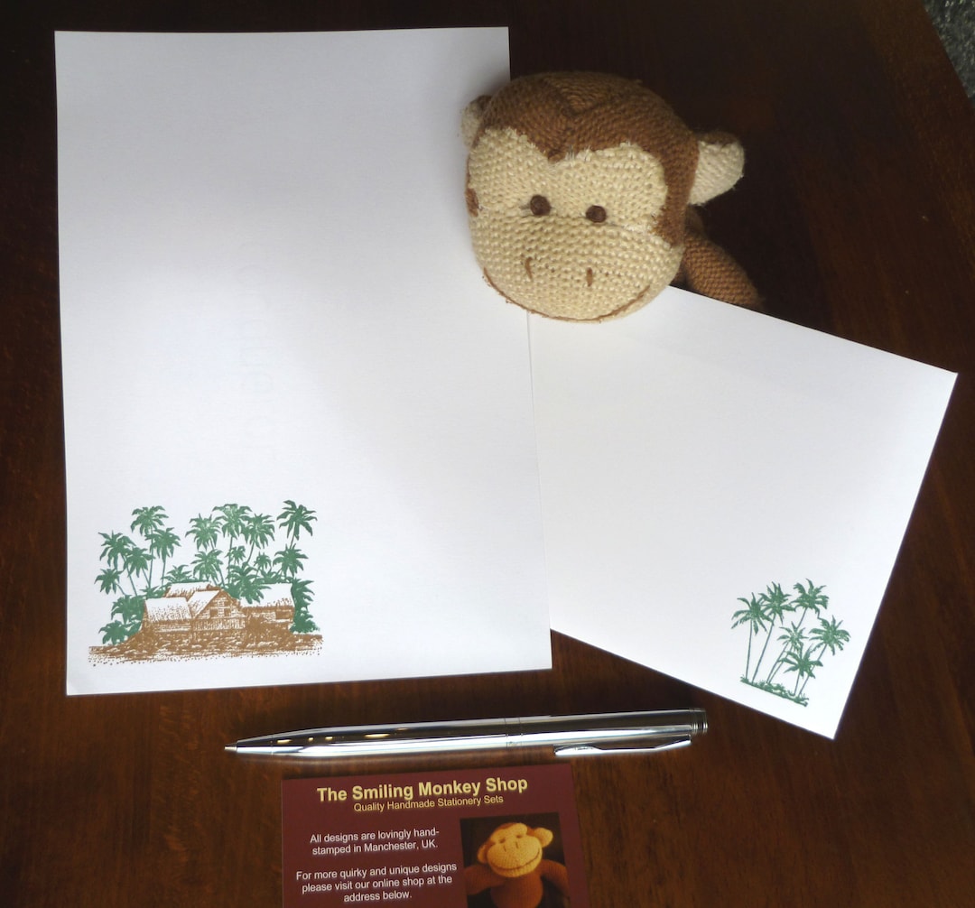 Hand Stamped Tropical Stationery Set: Paradise Writing Paper ...