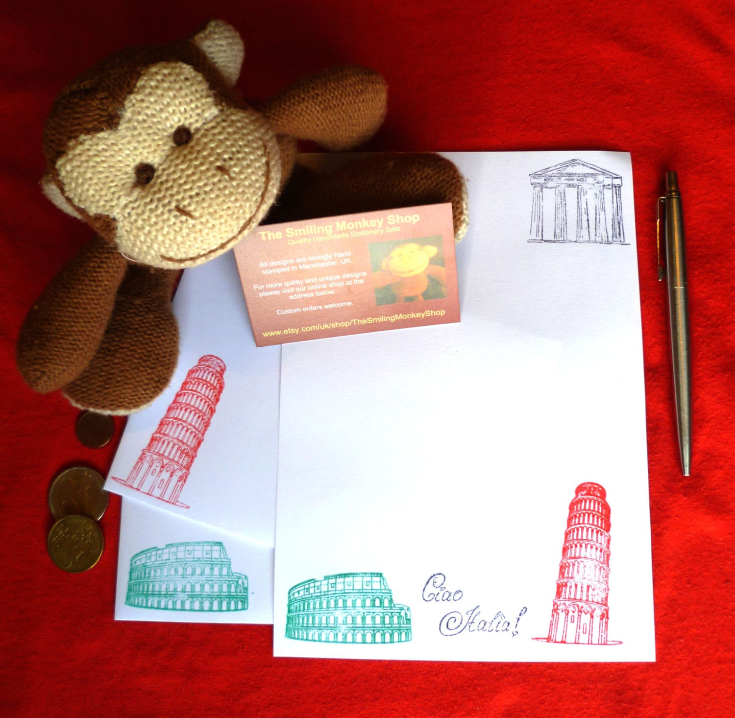 Italian Stationery Set: Hand Stamped Travel Writing Paper - Etsy