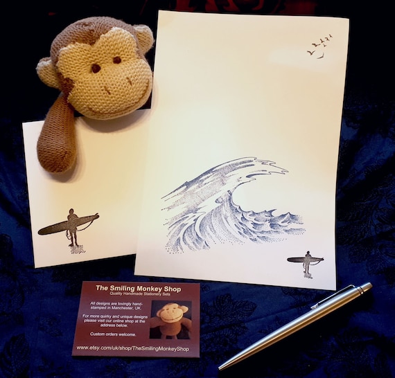 Big Wave Surfer Stationery Set Surfs up Writing Paper With | Etsy
