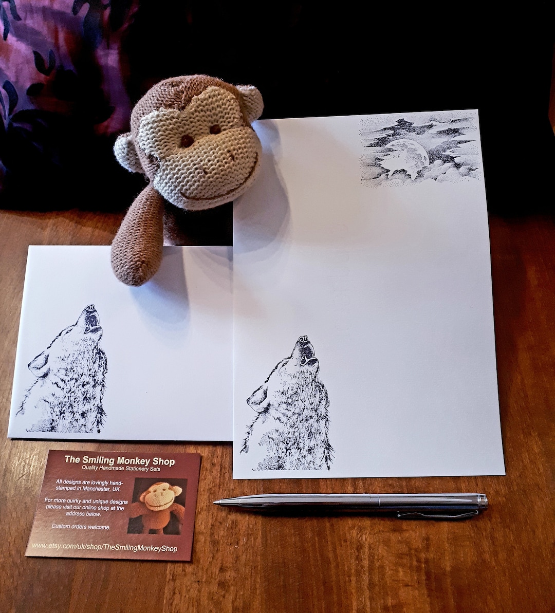 Howling Wolf Stationery Set - Wolf Writing Paper With Matching Premium ...