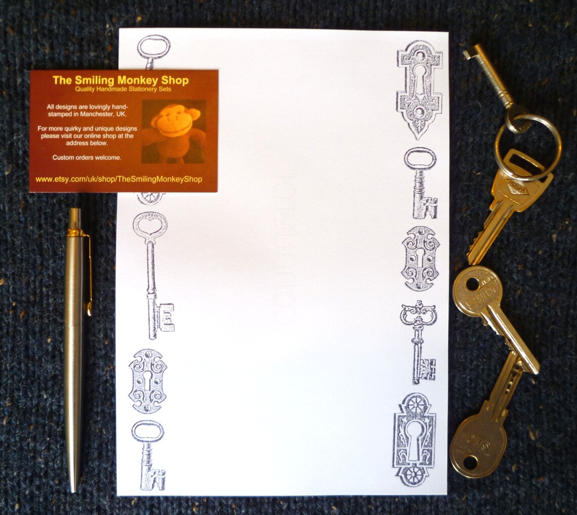 Locks and Keys Stationery Set Vintage Keyhole Writing Paper and ...