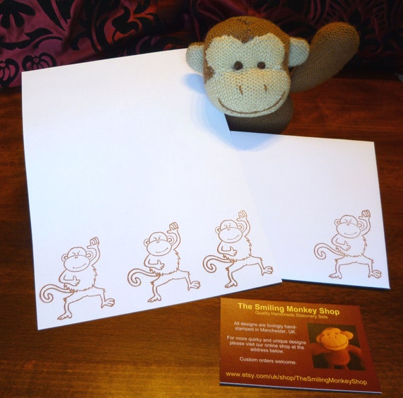 Smiling Monkey Stationery Set Cheeky Monkey Writing Paper | Etsy