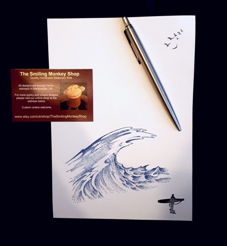 Big Wave Surfer Stationery Set Surfs up Writing Paper With | Etsy
