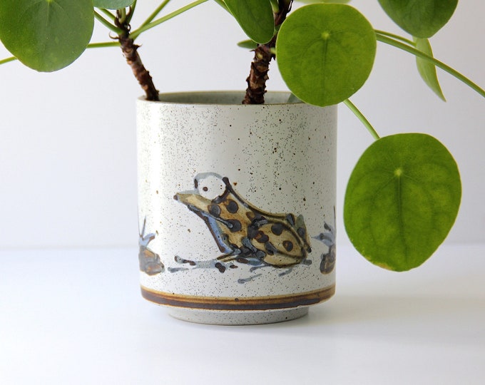 MISTY MORN Stoneware Planter by SHAFFORD | 4.75"h Speckled Pottery ...