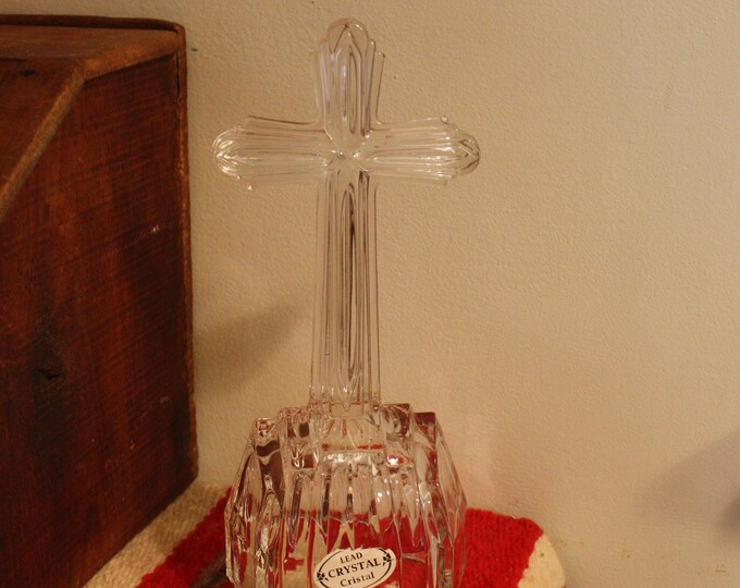 Lead Crystal Cross Figurine, Religious Figurine of a Cross, 9 Inch ...