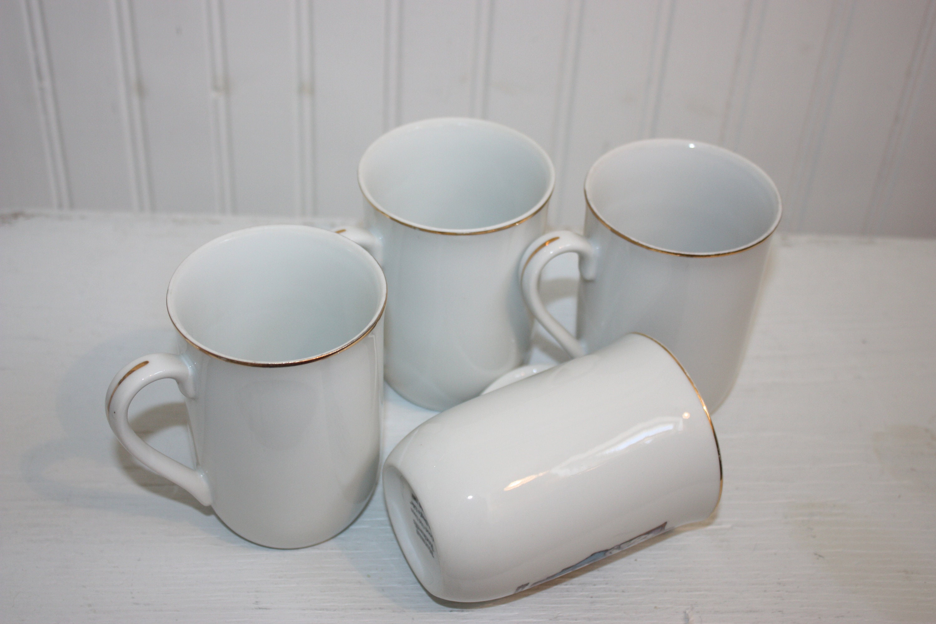 Vintage 1982 Norman Rockwell Porcelain Mugs, Gold Old Days Series - Etsy