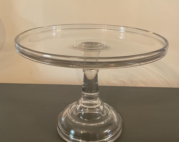 Vintage Clear Glass Round Cake Stand With Pedestal, 10.5 Inch Plate ...