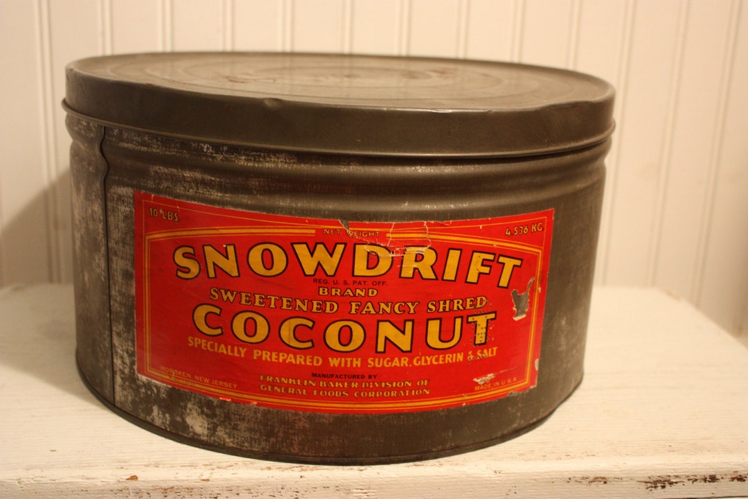 Vintage Snowdrift Coconut Tin Large Vintage Galvanized Tin - Etsy
