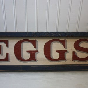 Vintage Egg Sign, Wood Egg Sign, Rectangle, Painted Wood Egg Sign ...