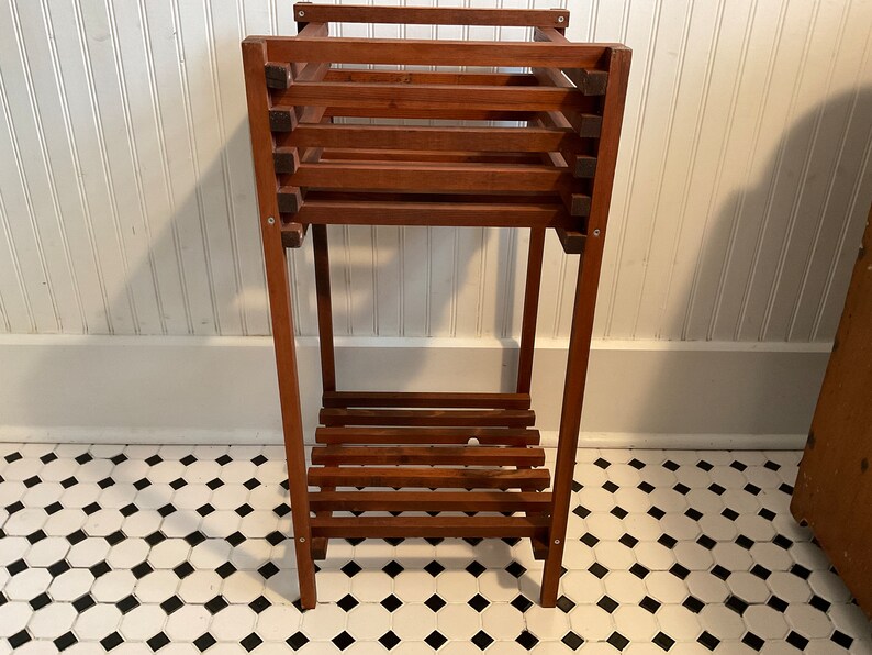 Slatted Wood Plant Stand With Shelf Wood Plant Stand With - Etsy