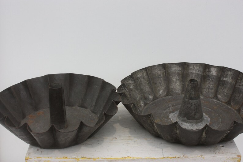 Vintage Tin Molds Two Fluted Tin Molds Collectible Fluted | Etsy