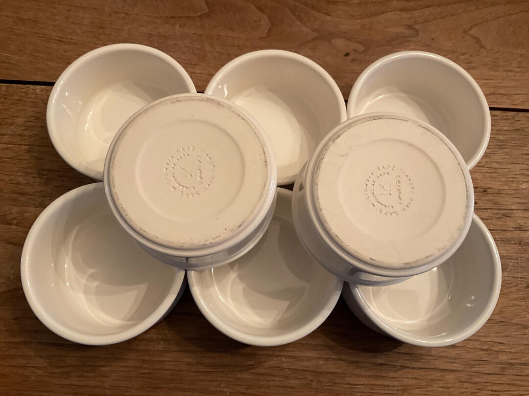 Eight Cermer Ramekins From Spain, White Ceramic Individual Ramekins, Set of 8 Glazed Ramekins ...