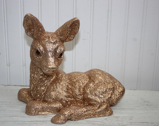 German Christmas Gold Glitter Deer Figurine, INSCHA Deko Handwerk ...