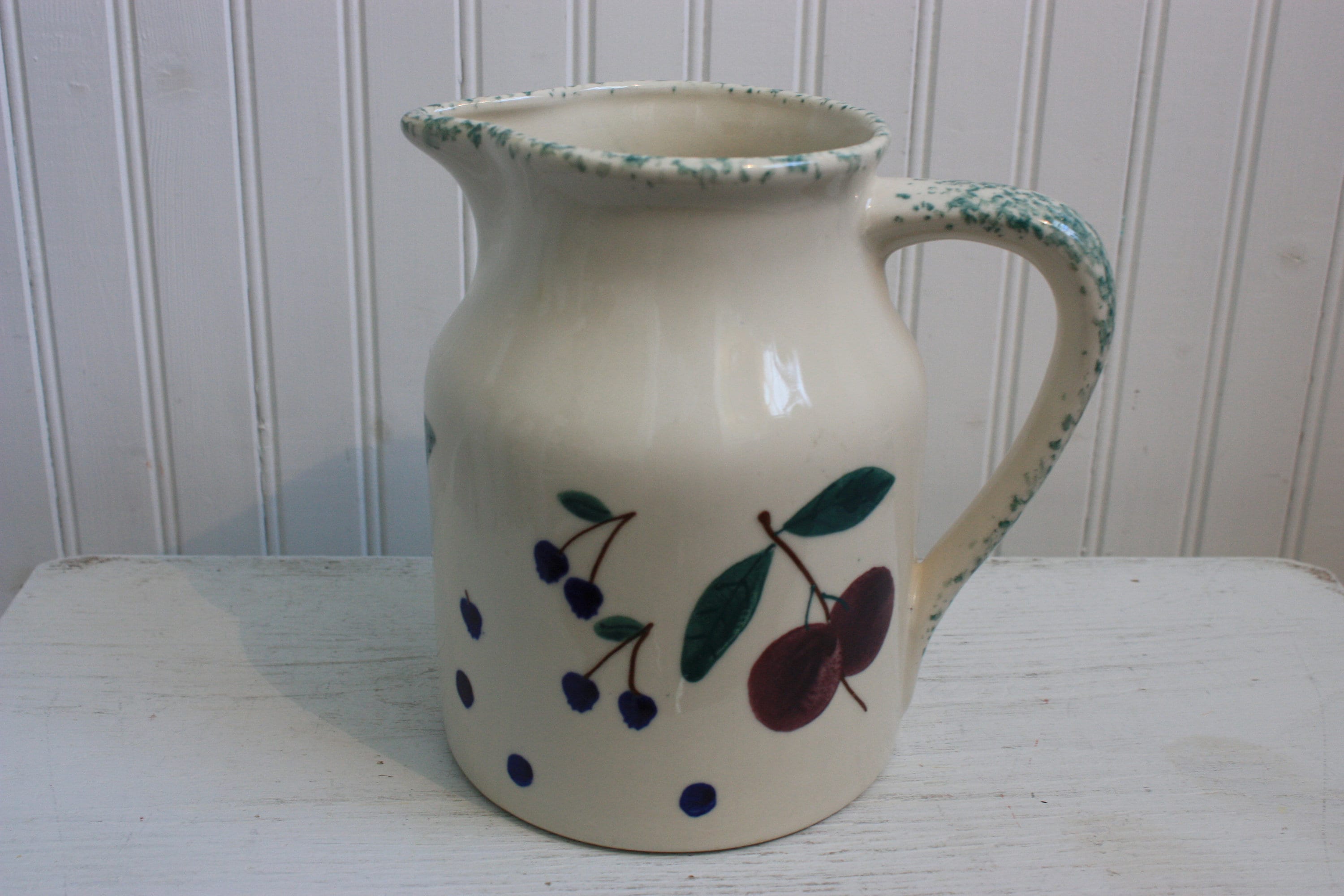 Hartstone Pottery 2 Quart Drink Pitcher, Fruit Motif, Signed Hartstone ...
