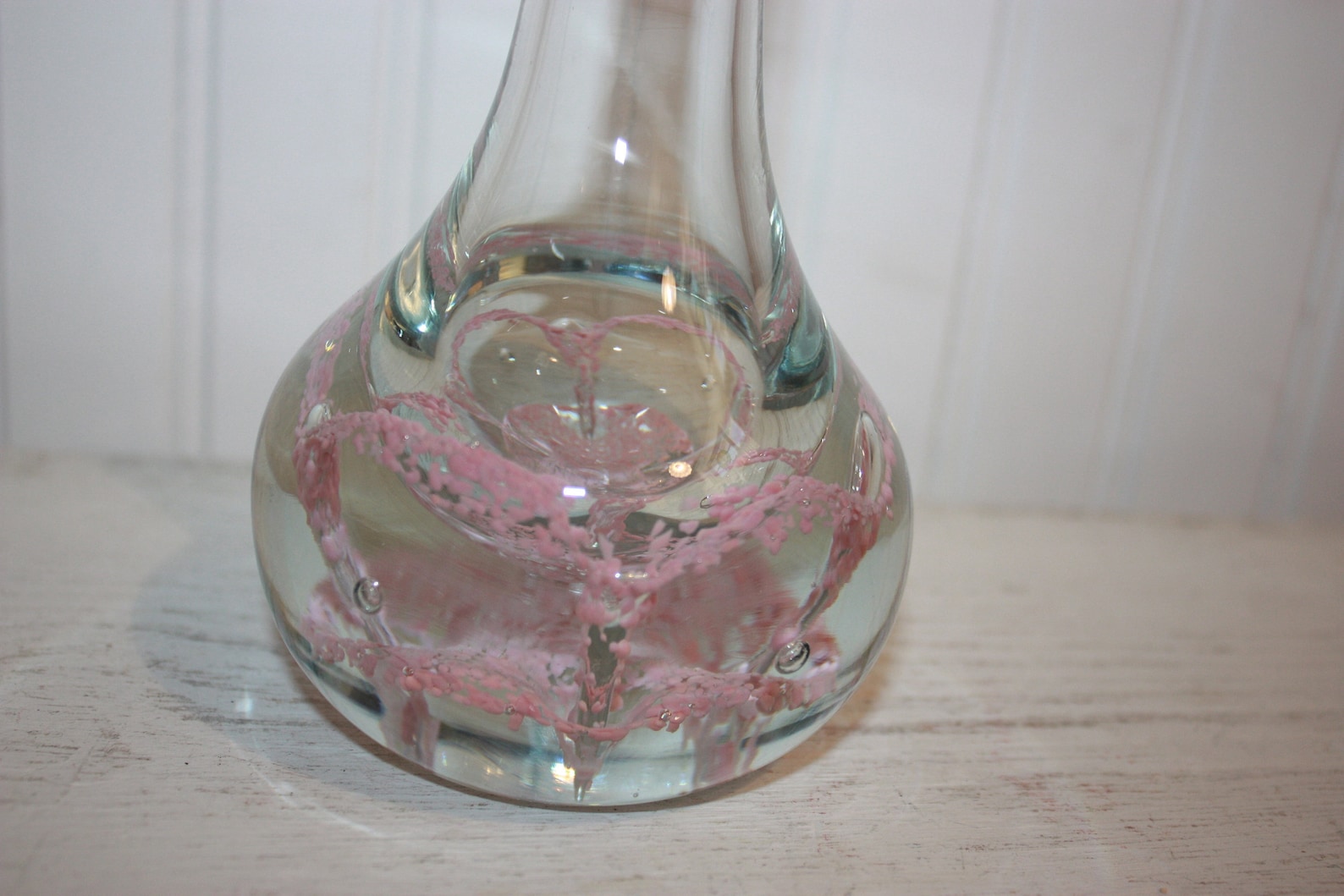 Art Glass Paperweight Vase, Paperweight Bud Vase, Pink and Clear - Etsy