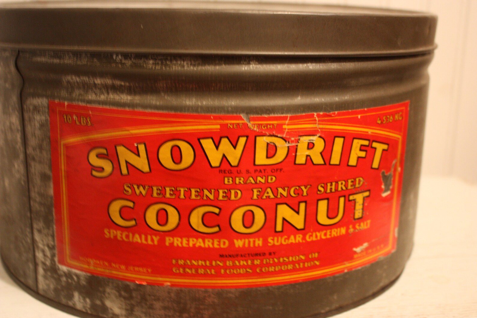 Vintage Snowdrift Coconut Tin Large Vintage Galvanized Tin | Etsy