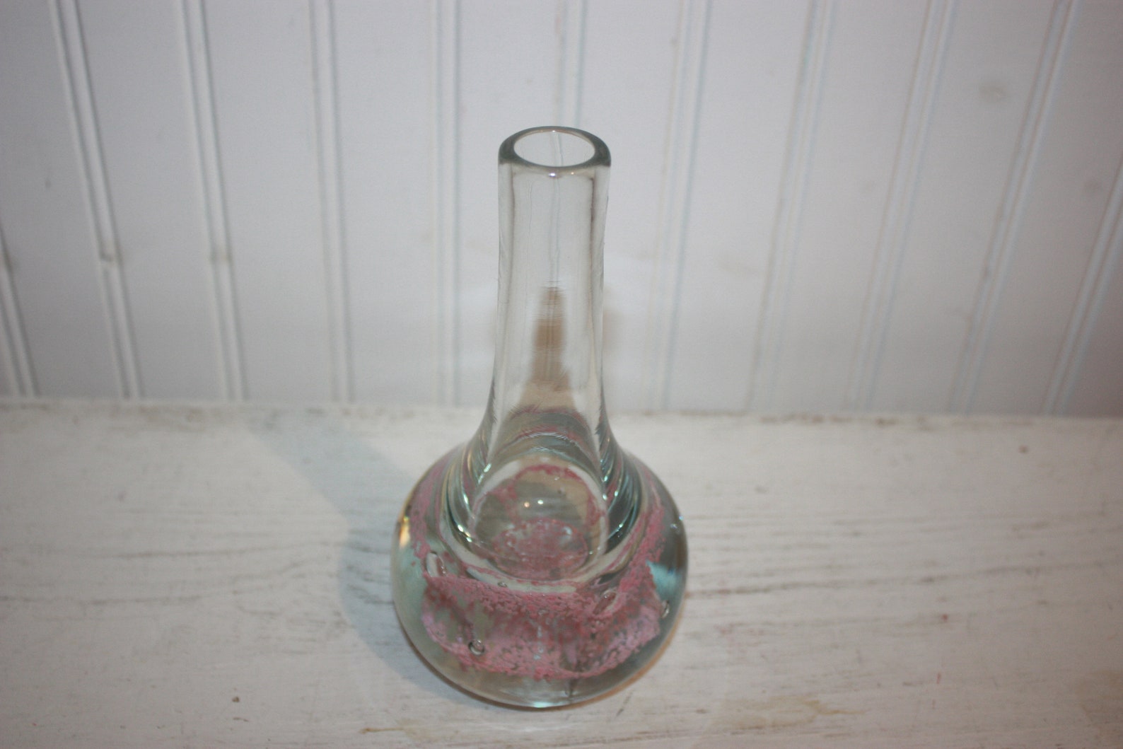 Art Glass Paperweight Vase, Paperweight Bud Vase, Pink and Clear - Etsy