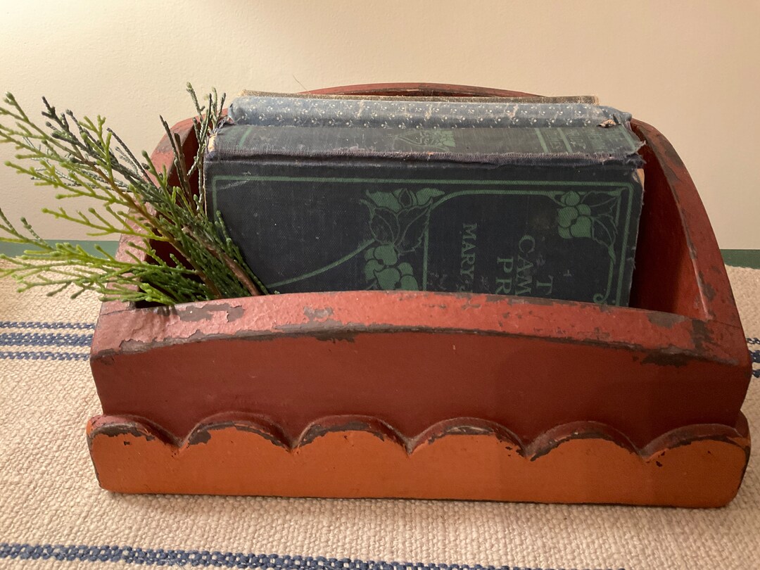 Primitive Style Wood Wall Box With Decorative Detail Base Trim ...