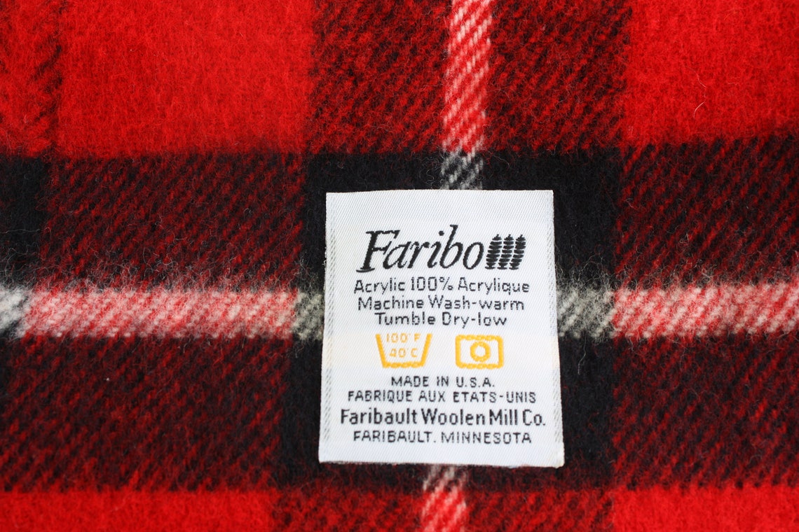 Faribo Plaid Throw, Faribo Throw With Fringe, Red, Black, White ...
