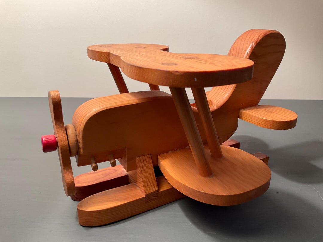 Vintage Wood Toy Bi-wing Float Plane, Vintage Bi-wing Float Airplane ...