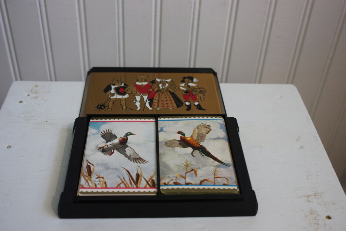 Vintage Card Deck Case and Two Sets of Cards Double Deck of | Etsy