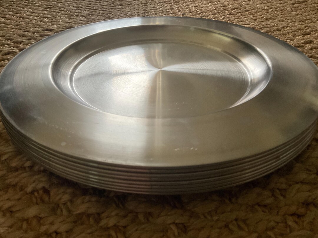 Eight Stainless Steel Dinner Plate Chargers, 13 Inch Stainless Steel ...
