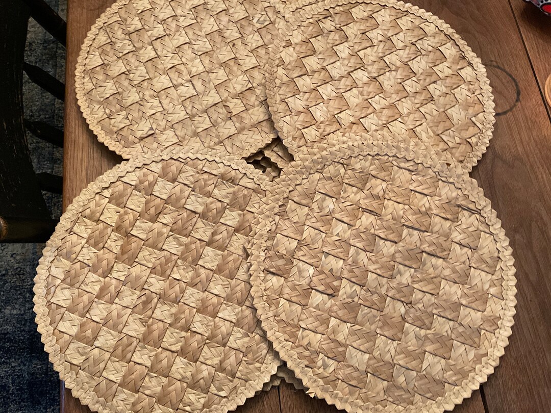 Round Woven Raffia Placemats, 12 Inch Round Raffia Plate Chargers, 12 ...