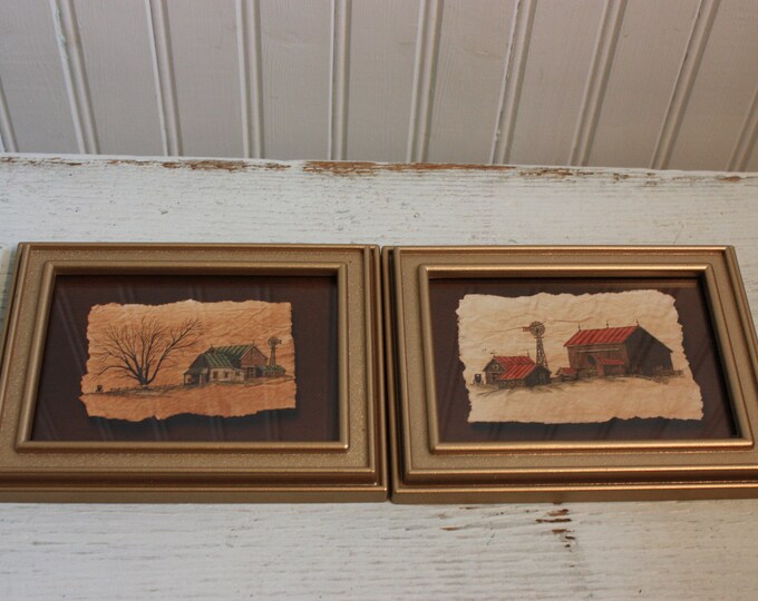 Richard Neuman Framed Artwork Set, 1994 Series, Golden Reflections ...