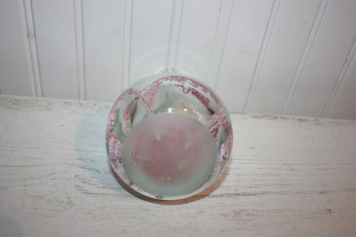 Art Glass Paperweight Vase, Paperweight Bud Vase, Pink and Clear - Etsy