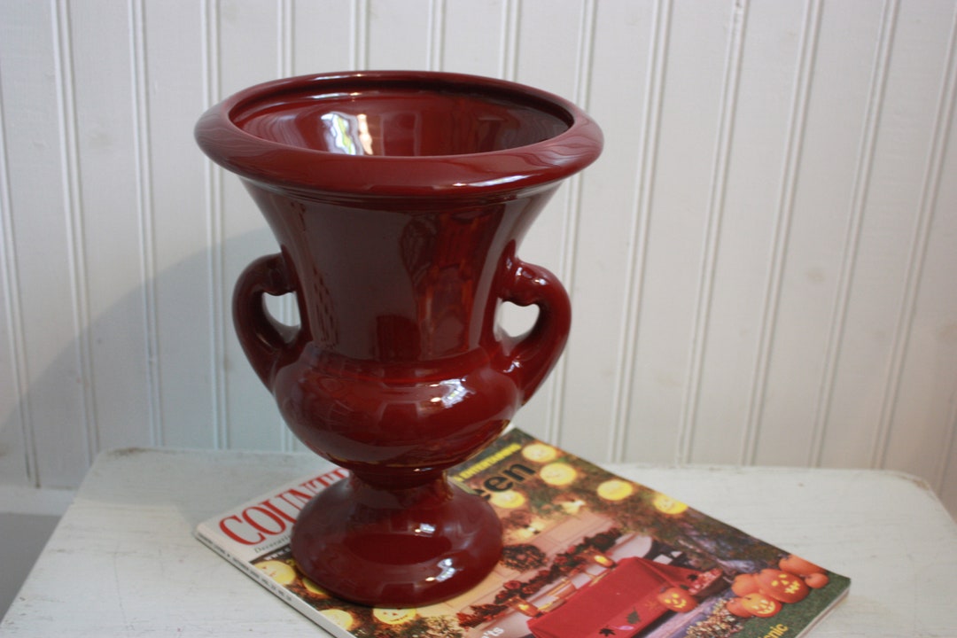 Haeger Ceramic Urn, Cranberry Vase, Haeger Cranberry Floral Urn - Etsy