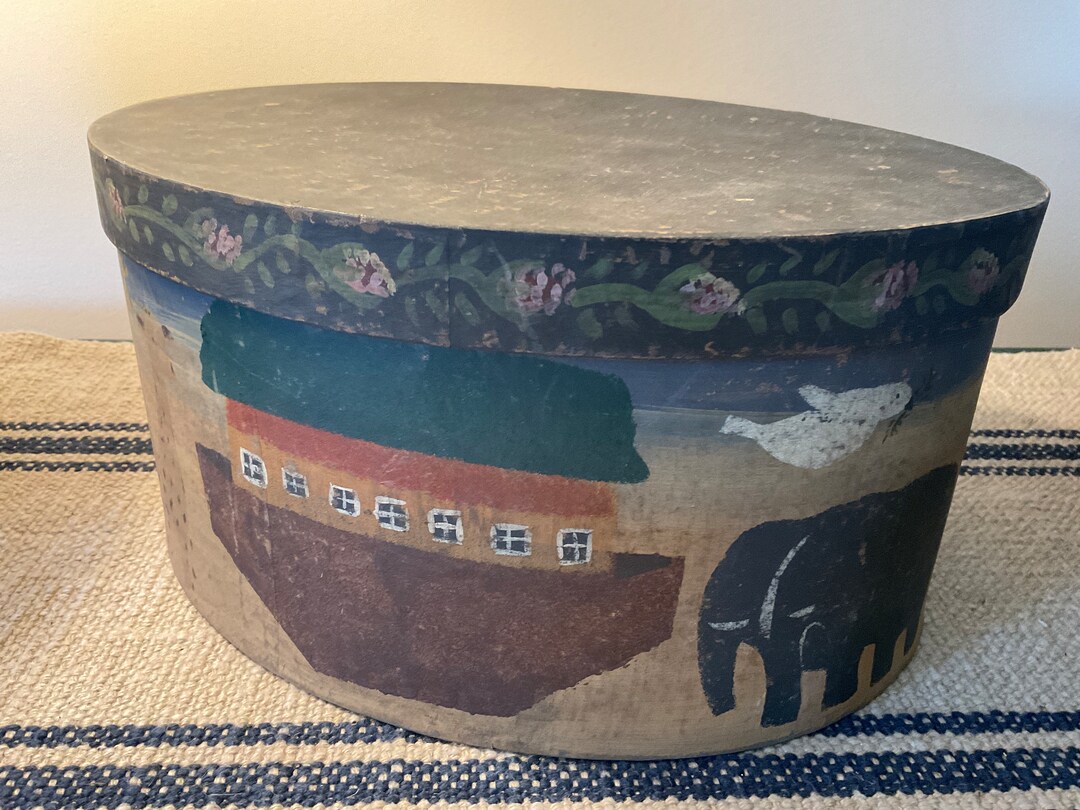 Vintage Cardboard Shaker Box With Noah’s Ark Graphics, Ark and Animals ...