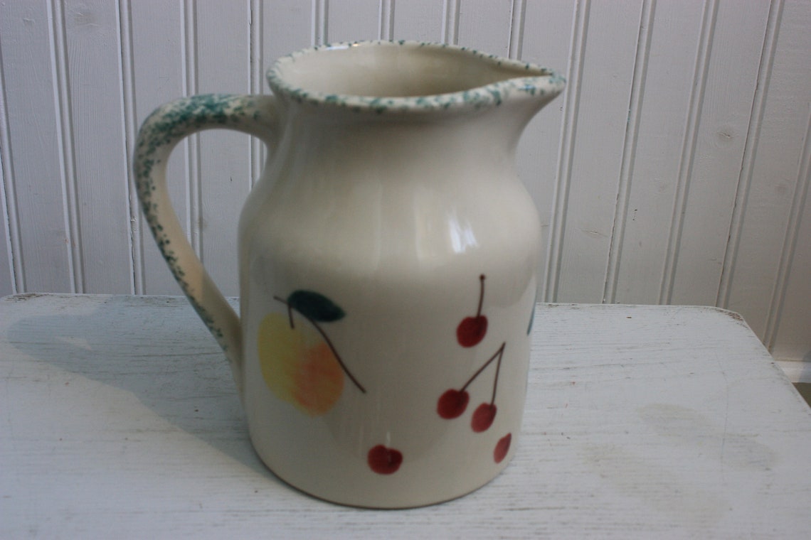 Hartstone Pottery 2 Quart Drink Pitcher Fruit Motif Signed - Etsy