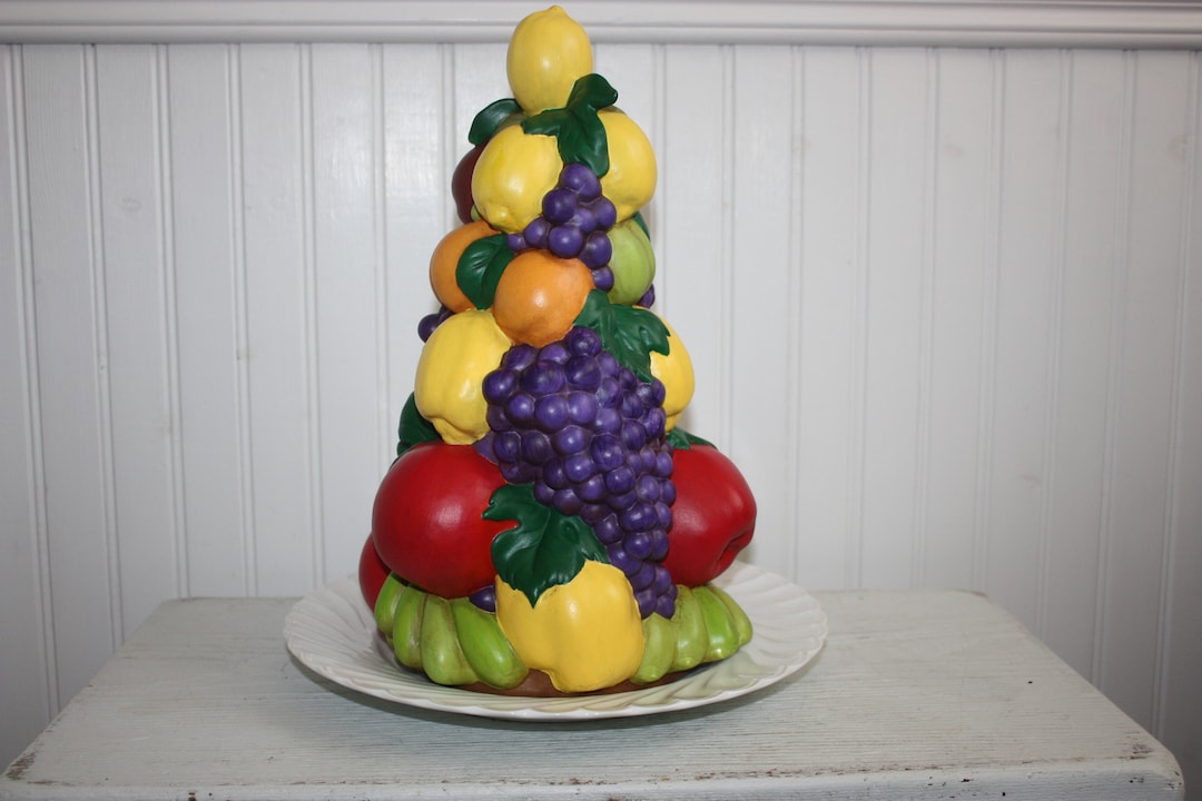 Vintage Ceramic Fruit Topiary, Fruit Pyramid, Fruit Tower Centerpiece ...